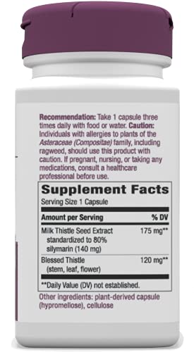 Nature's Way Standardized Milk Thistle, Liver Function Support*, 60 Vegan Capsules