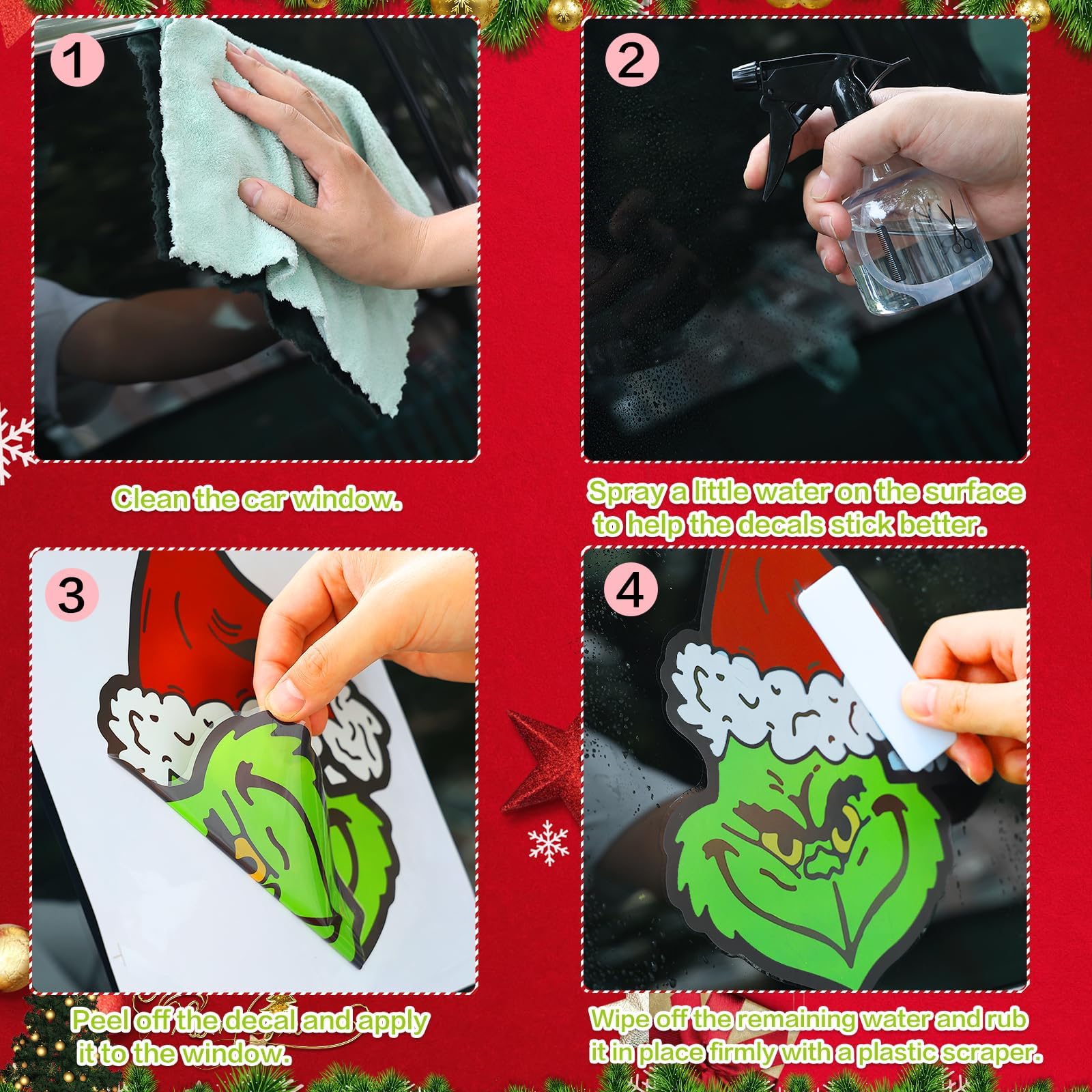 Christmas Car Decorations, 14.9" Christmas Peeking Car Decals Waterproof PVC Rear Windshield Stickers for Holiday Xmas Car Accessories (Style 1)