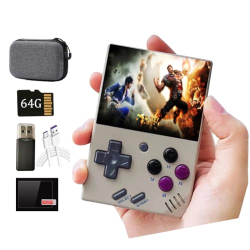 Miyoo Mini Plus Retro Handheld, Funny Game Console with 3.5 Inch IPS Display and Preload Games, Portable Game Player Support Onion OS, Built-in Multi-emulations (Grey)