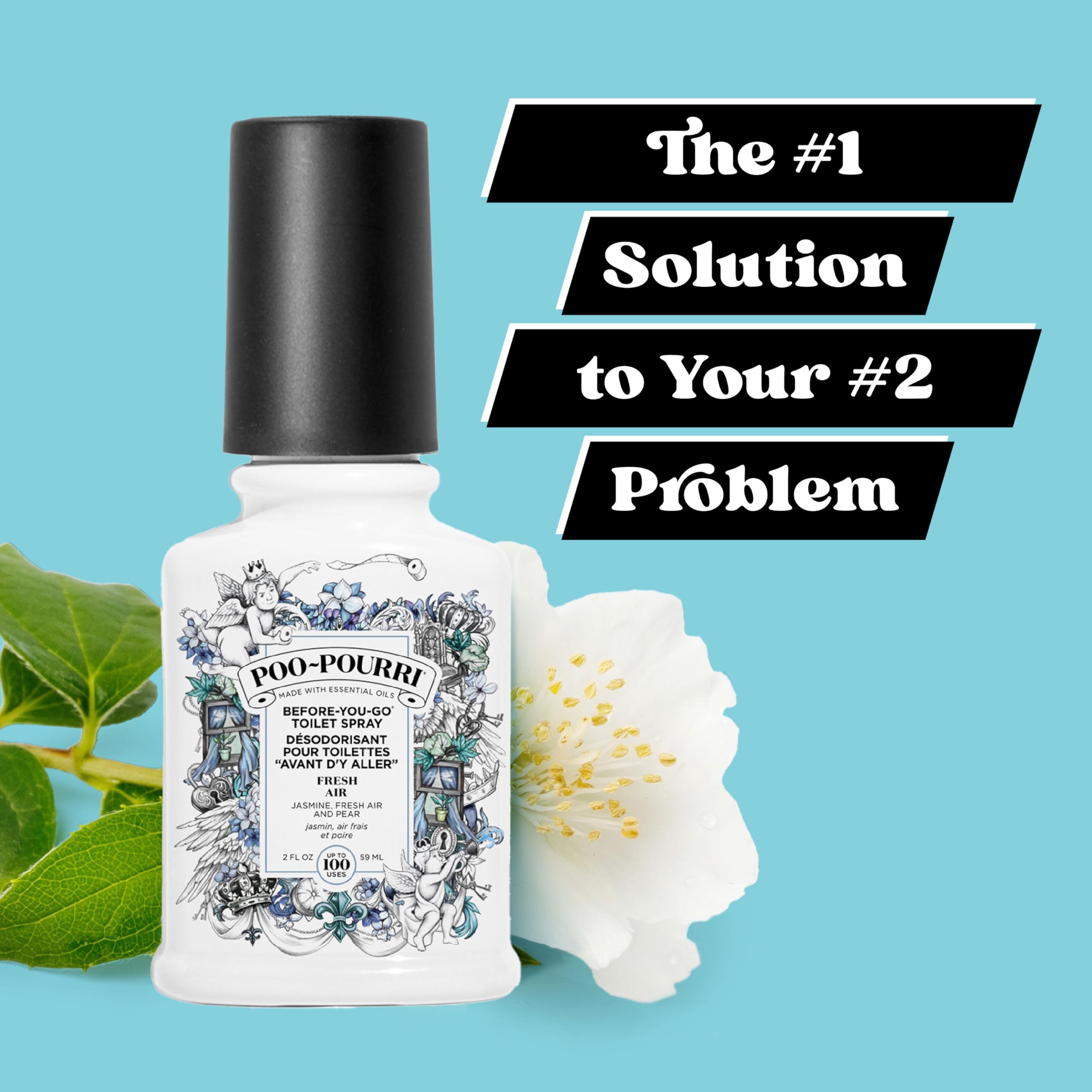 Poo-Pourri Before-You-Go Toilet Spray, Fresh Air, 2 Fl Oz - Jasmine, Fresh Air and Mint
