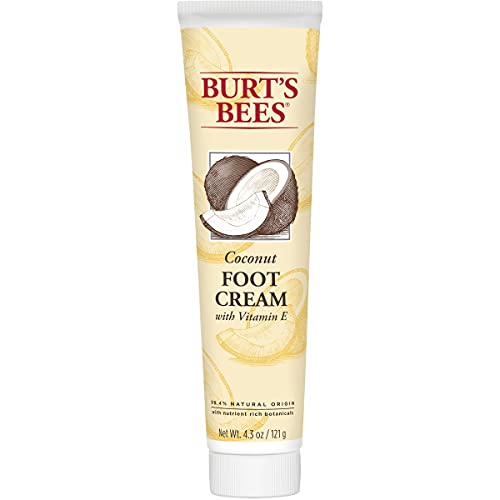 Foot Cream, Burt's Bees Moisturizing Lotion for Dry Skin, with Coconut Oil & Vitamin E, All Natural, 4.34 Ounce (Pack of 3) (Packaging May Vary)