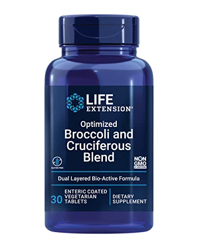 Life Extension Optimized Broccoli & Cruciferous Blend – Broccoli Seed, Rosemary, Cabbage Extract Green Vegetable Food Supplement - Gluten-Free, Non-GMO, Vegetarian – 30 Tablets