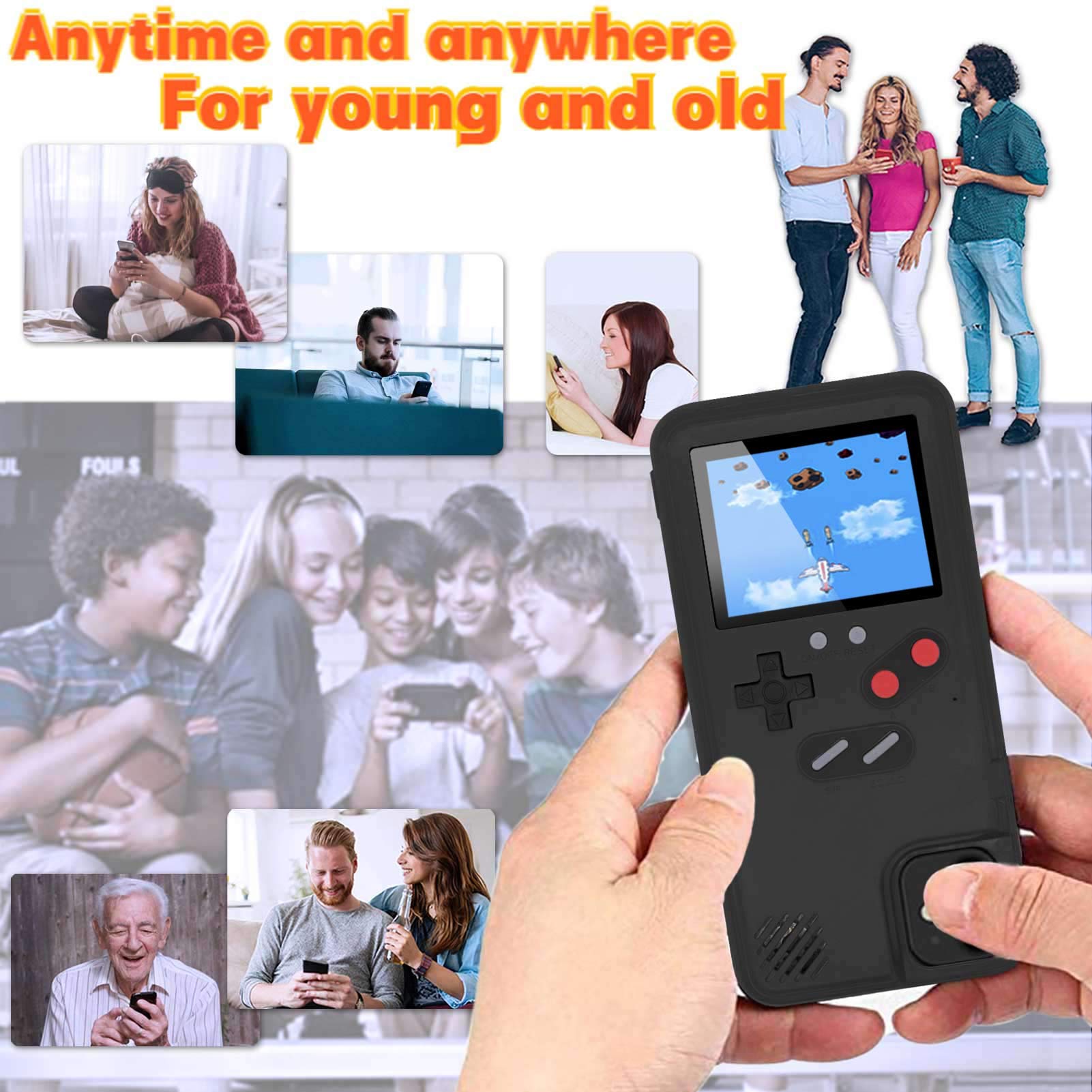 Game Console Case for iPhone,DIKKAR Retro Protective Cover Self-Powered Case with 36 Small Games,Full Color Display,Video Game Case for iPhone 11 Pro Max (Black)