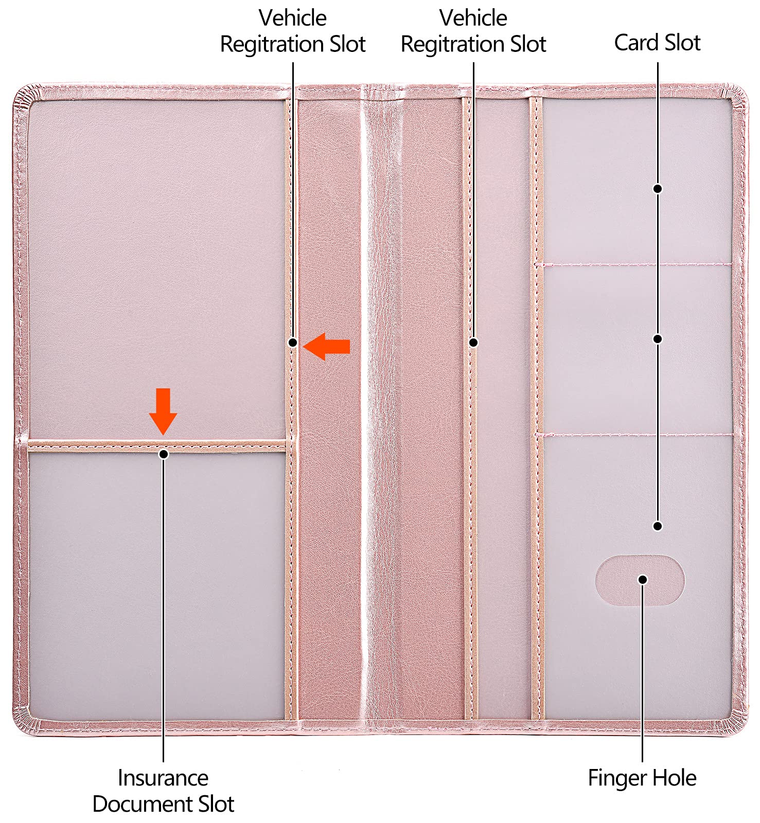 HerriaT Car Registration and Insurance Card Holder - Leather Vehicle Glove Box Automobile Documents Paperwork Wallet Case Organizer for ID, Driver's License, Key Contact Information Cards - Men&Women