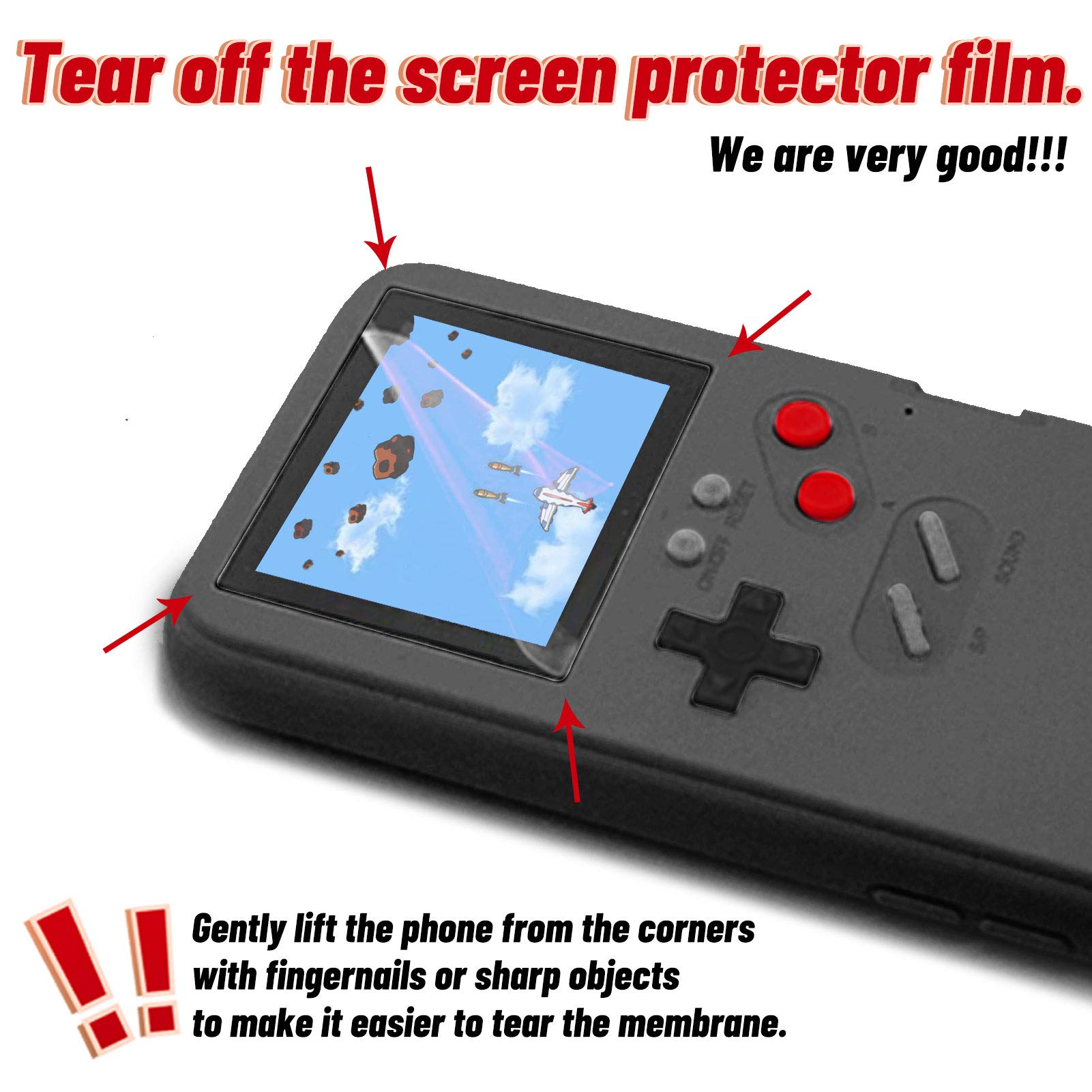 Game Console Case for iPhone,DIKKAR Retro Protective Cover Self-Powered Case with 36 Small Games,Full Color Display,Video Game Case for iPhone 11 Pro Max (Black)