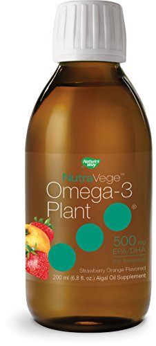 Nature's Way NutraVege Omega-3 Plant Based Liquid Supplement, Strawberry + Orange Flavored, 6.8 oz