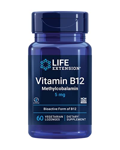 Life Extension Vitamin B12 Methylcobalamin 5 mg – Dissolvable Vitamin B Supplement for Nerve, Brain Health and Energy – Gluten-Free, Non-GMO, Vegetarian – 60 Lozenges