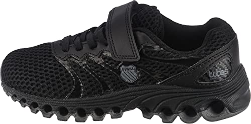 K-Swiss Boy's Tubes Comfort 200 Strap Training Shoe Cross Trainer, Black/Charcoal, 3 Little Kid