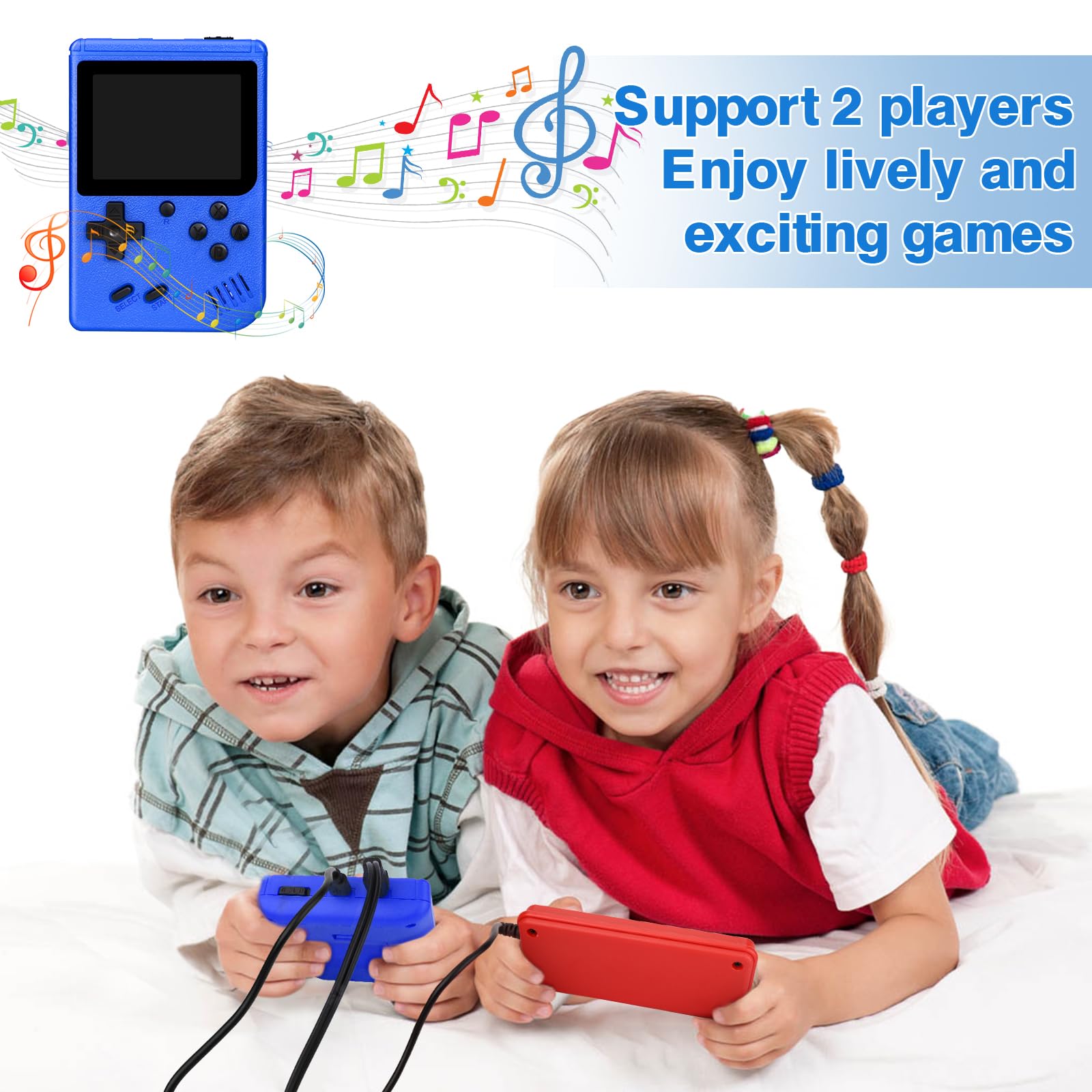 Avainaly Handheld Game Consoles, Retro Mini Game Player with 500 Classic FC Games, 2.8-Inch Color Screen Support for Connecting TV & Two Players, 1020 mAh Rechargeable Battery (Blue)