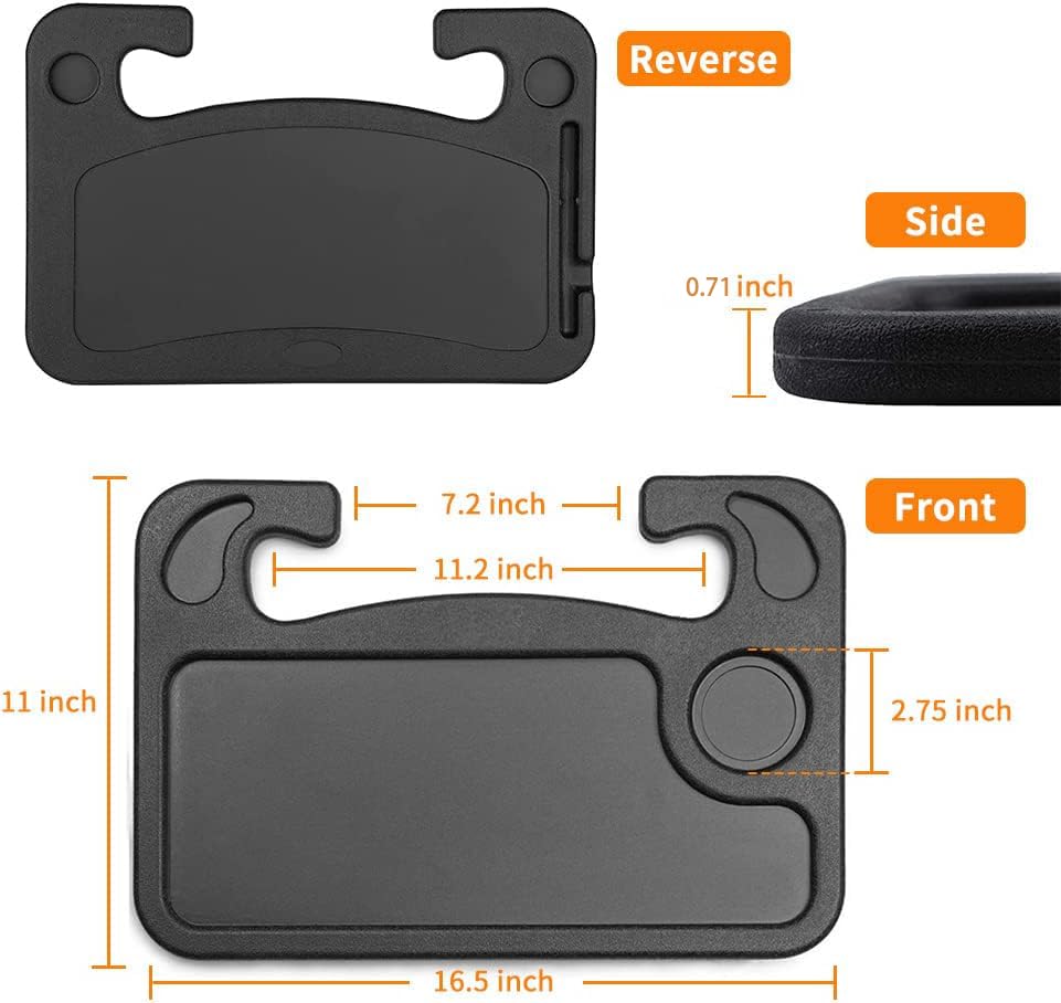 EconoEss Car Steering Wheel Desk | Food Table for Car | Steering Wheel Tray for Constant Travelers, Fits Most Vehicles Steering Wheels (Black)