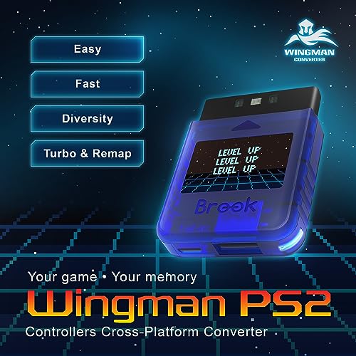 Brook Wingman PS2 Starry Blue Converter - Special Retro Consoles Converter for XB Series X|S, One, 360, Elite 1&2 and PS5/PS4/PS3, Switch Pro Controller on PS2/ PS1/ PS Classic Consoles (Starry Blue)