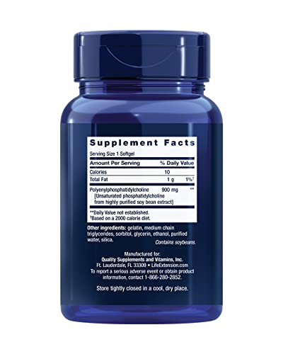 Life Extension HepatoPro Polyunsaturated Phosphatidylcholine - Phosphatidylcholine PPC Supplement for Liver Health Support and Detox – Non-GMO, Gluten-Free – 60 Softgels