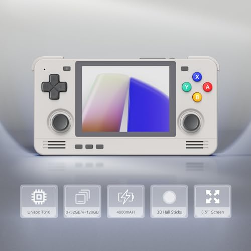 Retroid Pocket 2S Retro Game Handheld Console, Android Retro Game Console Multiple Emulators Console Handheld 3.5 Inch Display 4000mAh Battery Classic Games Console (Black, 4+128GB)