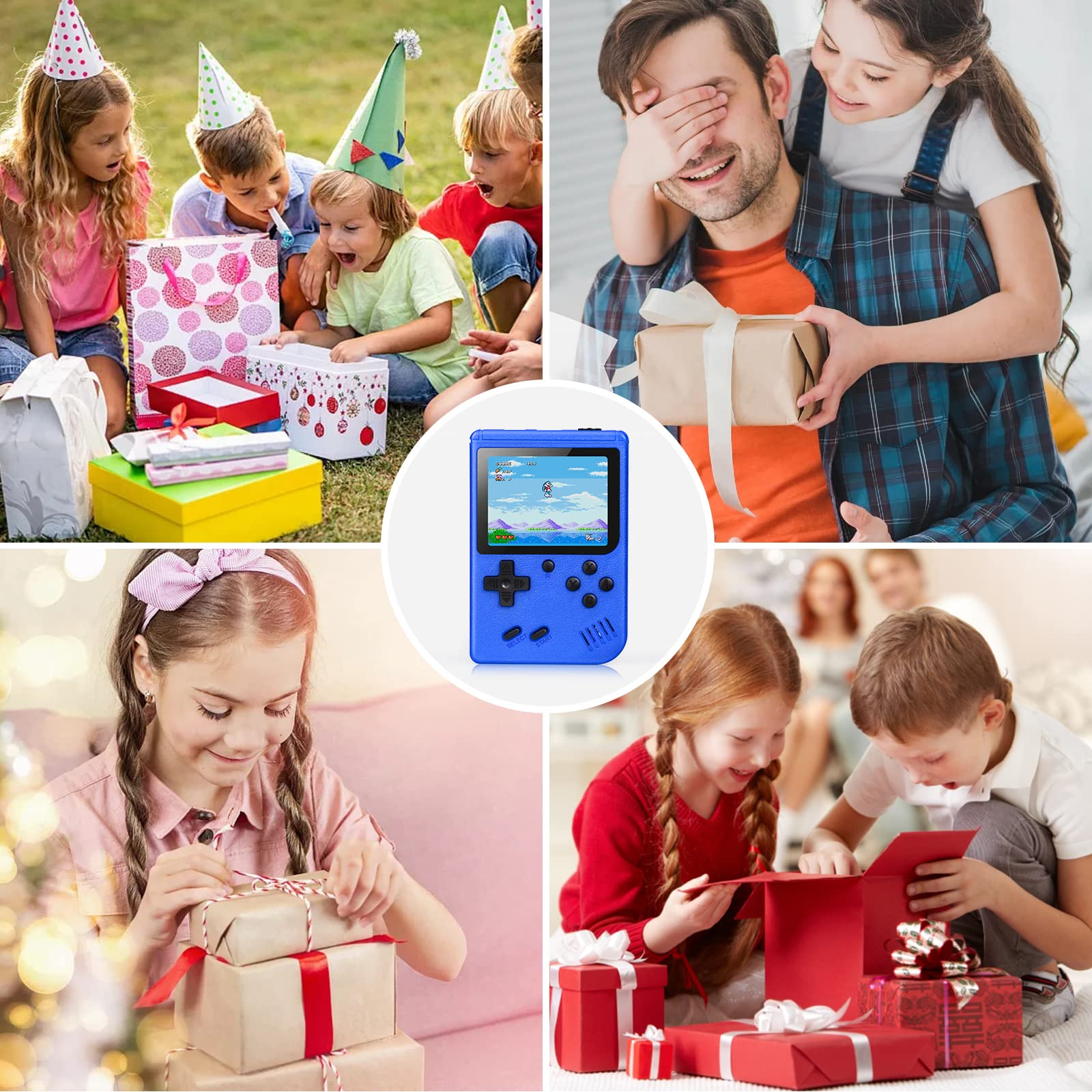 Avainaly Handheld Game Consoles, Retro Mini Game Player with 500 Classic FC Games, 2.8-Inch Color Screen Support for Connecting TV & Two Players, 1020 mAh Rechargeable Battery (Blue)