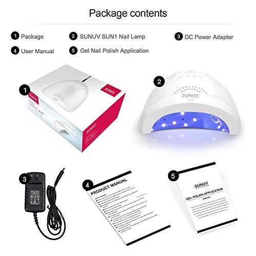 UV LED Nail Lamp, SUNUV Gel Nail Light for Nail Polish 48W UV Dryer with 3 Timers SUNone