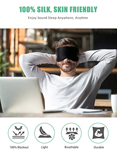 Silk Sleep Mask, 2 Pack 100% Real Natural Pure Silk Eye Mask with Adjustable Strap, Eye Mask for Sleeping, BeeVines Eye Sleep Shade Cover, Blocks Light Reduces Puffy Eyes Gifts