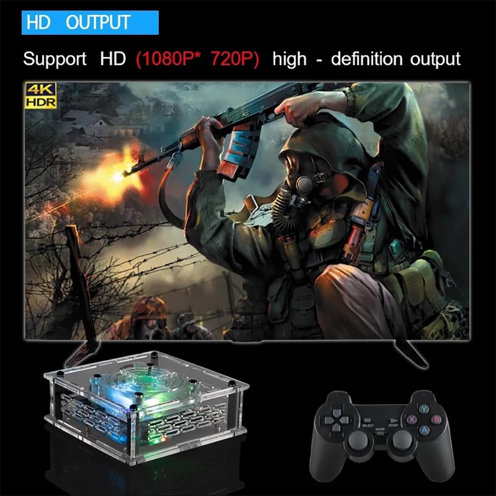 Retro Game Console, Video Game Console with 2 Classic Controllers, 70,000 Games and 50 Emulators, Classic Mini Console, Android System and HD Output, Birthday Gifts Choice for Children/Adults
