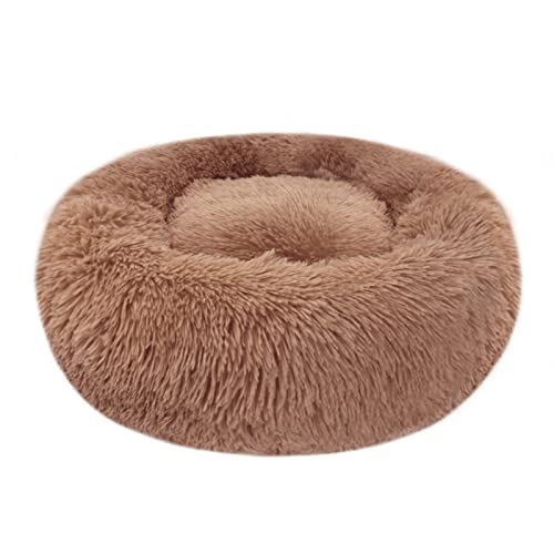 Calming Donut Bed - 23.6" Washable Fluffy Plush Dog Beds, Cozy Soft Anti Anxiety Cuddler, Indoor Pet Cushion with Waterproof Bottom for Small Medium Dogs and Cats