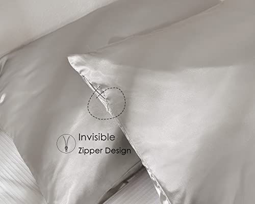 YANIBEST Satin Pillowcase for Hair and Skin Silk Pillowcase 2 Pack with Zipper Cooling Vegan Silk Pillowcase for Hair & Skin | King 20x36 inches