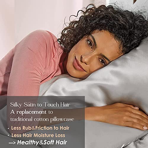 YANIBEST Satin Pillowcase for Hair and Skin Silk Pillowcase 2 Pack with Zipper Cooling Vegan Silk Pillowcase for Hair & Skin | King 20x36 inches