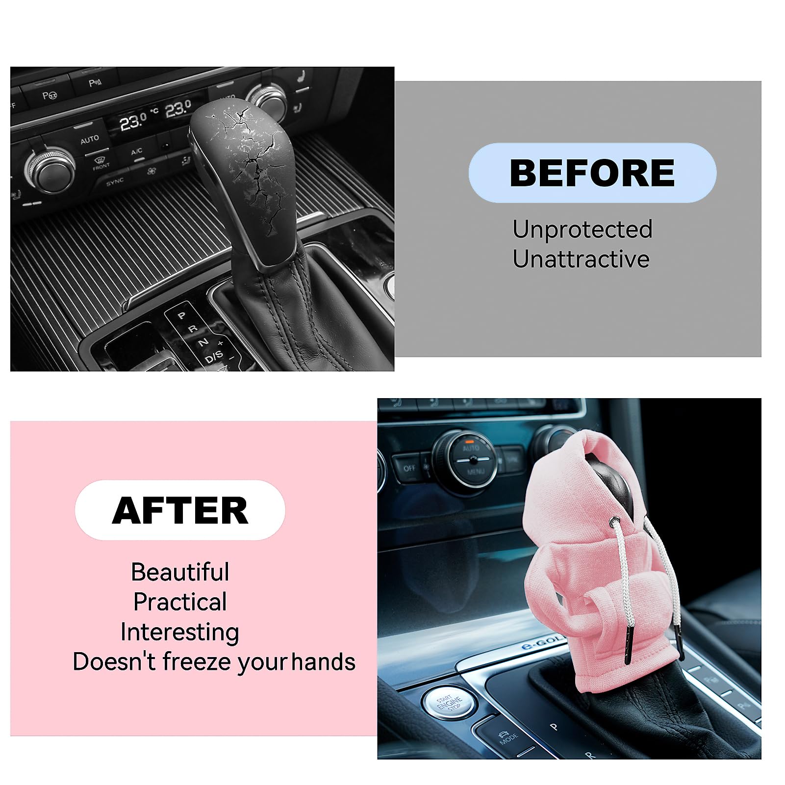 Gear Shift Hoodie, Universal Car Shift Knob Cover, Mini Hoodie for Car Shifter, Automotive Interior Cute Gadgets, Car Accessories and Decorations