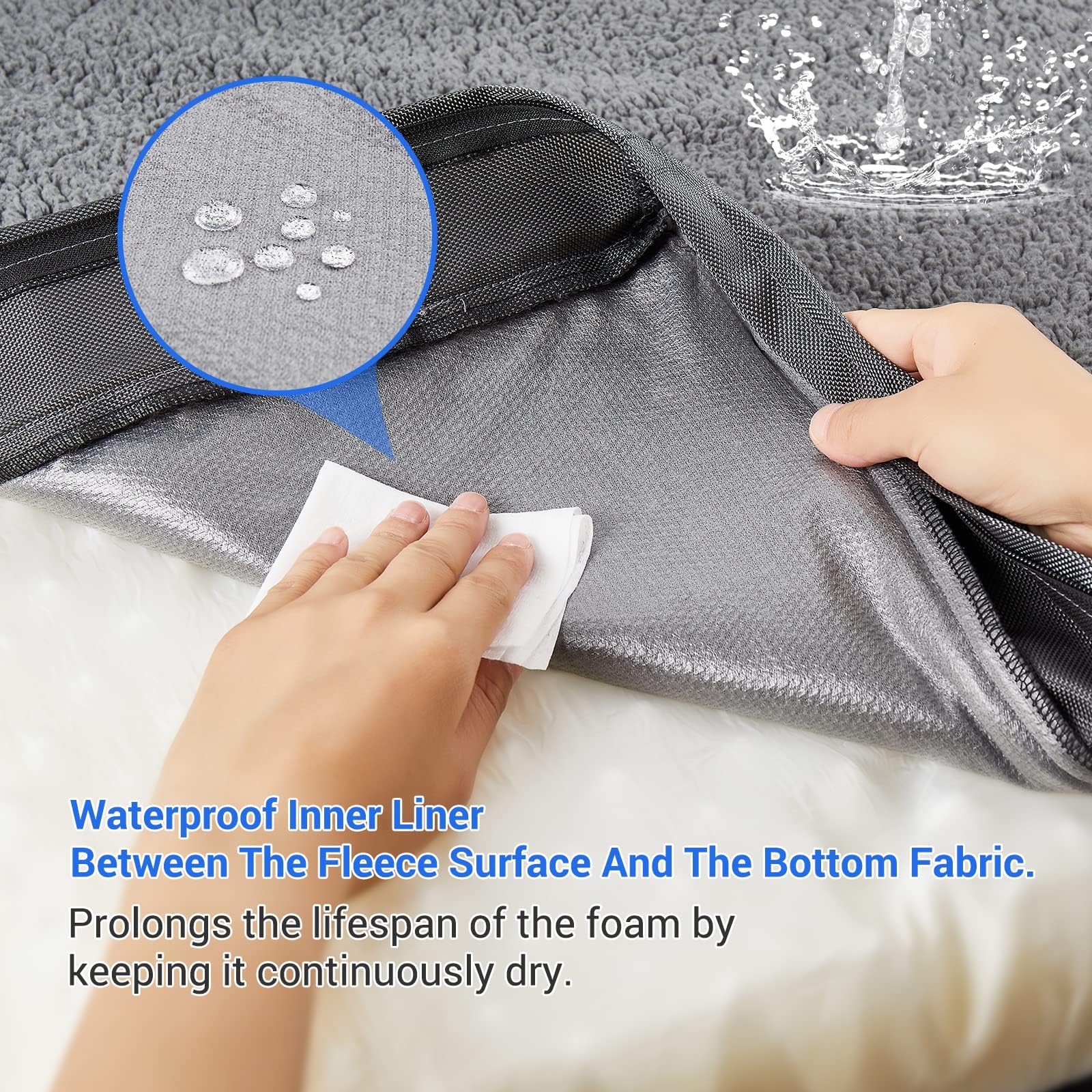 OhGeni Orthopedic Dog Beds for Large Dogs,Dog Bed with Plush Egg Foam Support and Non-Slip Bottom, Waterproof and Machine Washable Removable Pet Bed Cover