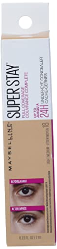 Maybelline New York Super Stay Super Stay Full Coverage, Brightening, Long Lasting, Under-eye Concealer Liquid Makeup For Up To 24H Wear, With Paddle Applicator, Light/Medium, 0.23 fl. oz.