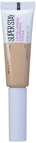 Maybelline New York Super Stay Super Stay Full Coverage, Brightening, Long Lasting, Under-eye Concealer Liquid Makeup For Up To 24H Wear, With Paddle Applicator, Light/Medium, 0.23 fl. oz.