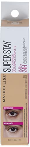 Maybelline New York Super Stay Super Stay Full Coverage, Brightening, Long Lasting, Under-eye Concealer Liquid Makeup For Up To 24H Wear, With Paddle Applicator, Light/Medium, 0.23 fl. oz.