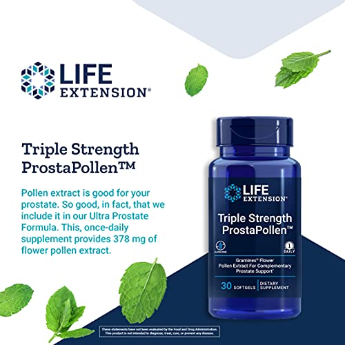 Life Extension Triple Strength Prosta Pollen โ Prostate Health โ 1 Daily โ Gluten-Free โ 30 Softgels