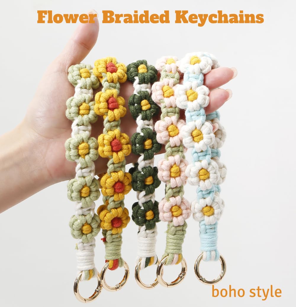 MaySol Key Lanyard for Keys Macrame Keychain Wristlet Wristlet keychain for Keys Cute keychain Wrist Lanyard for Key Keyring Bracelet Holder lanyards for keys wrist Keychain Car Keys Boho Keychain