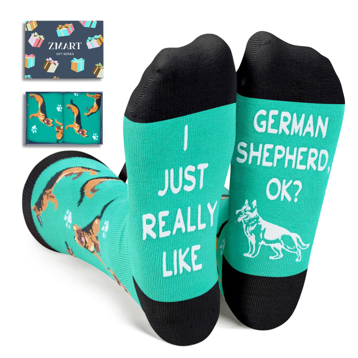 Zmart Funny Men German Shepherd Socks - Crazy German Shepherd Gifts Women Fun Weird Gifts