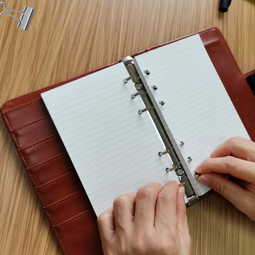 (2 Pack) A6 Lined Refill Paper, 200 Sheets/400 Pages Loose Leaf Paper for Filofax Personal Binders, 6 Holes Punched, 100gsm Ruled White Pages, 3.75'' x 6.75''