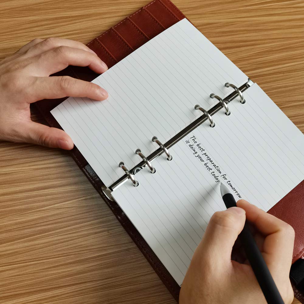 (2 Pack) A6 Lined Refill Paper, 200 Sheets/400 Pages Loose Leaf Paper for Filofax Personal Binders, 6 Holes Punched, 100gsm Ruled White Pages, 3.75'' x 6.75''