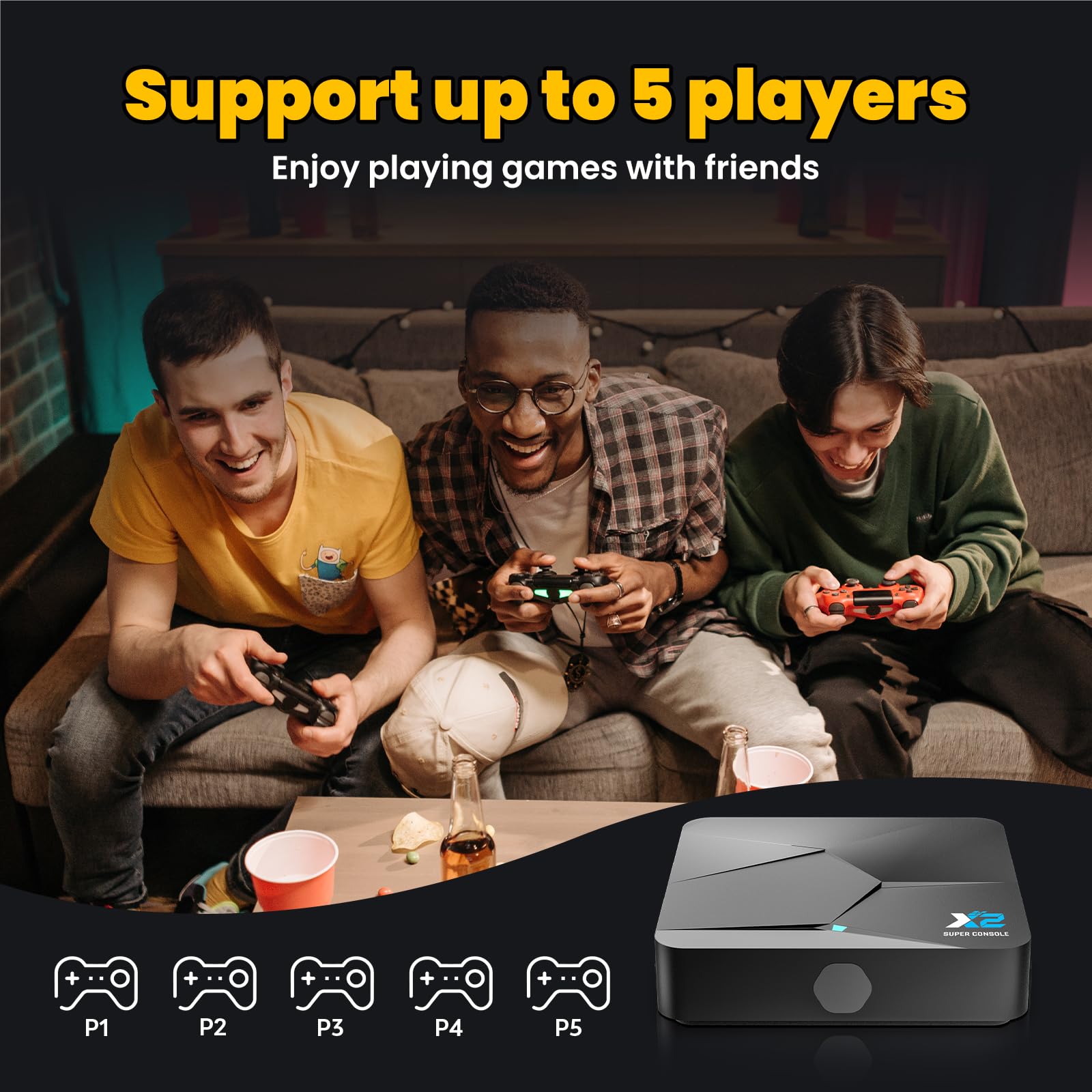 Bearway Super Console x2 Retro Game Console with 60,000+Classic Games for TV, Video Game Console with 60+Emulators,Plug& Play Gaming System EmuELEC4.6&Android TV 9.0, 2 Wireless Controllers(256G)