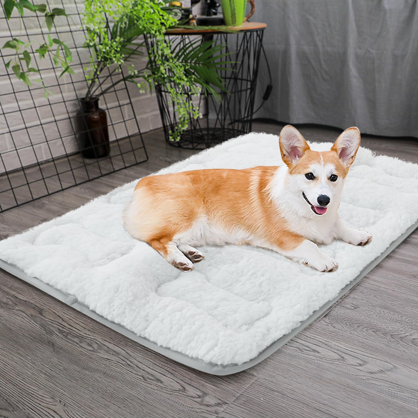 Dog Bed Crate Mat(30" X 19"), Soft Plush Dog Bed Pad Machine Washable Crate Pad, Dog Sleeping Mat with Anti Slip Bottom