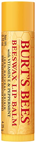 Burt's Bees 100% Natural Origin Moisturizing Lip Balm, Original Beeswax with Vitamin E & Peppermint Oil 0.15 Ounce Tube