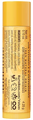 Burt's Bees 100% Natural Origin Moisturizing Lip Balm, Original Beeswax with Vitamin E & Peppermint Oil 0.15 Ounce Tube