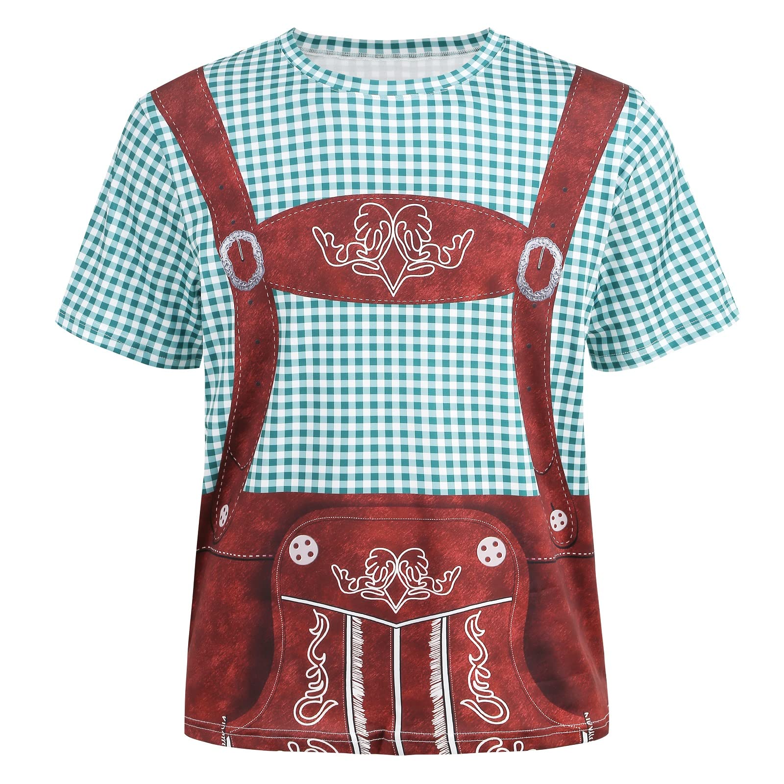 Colorful House Oktoberfest T-Shirt Men October Festival Costume German Costume Lederhosen Men Shirt Green(Green, X-Large)