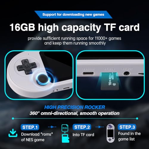 Retro Handheld Game Console, Game Console 11000 Games, SF2000 3.0" IPS Screen Wireless Stick Game Station 16G TF Card, Support TV & Multi-Language