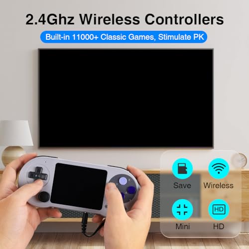 Retro Handheld Game Console, Game Console 11000 Games, SF2000 3.0" IPS Screen Wireless Stick Game Station 16G TF Card, Support TV & Multi-Language