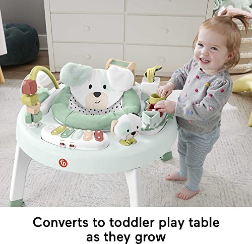 Fisher-Price Baby To Toddler Toy 3-In-1 Snugapuppy Activity Center and Play Table with Lights Sounds and Developmental Activities