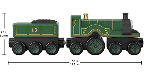 Thomas & Friends Wooden Railway Toy Train Emily Push-Along Wood Engine & Coal Car For Toddlers & Preschool Kids Ages 2+ Years