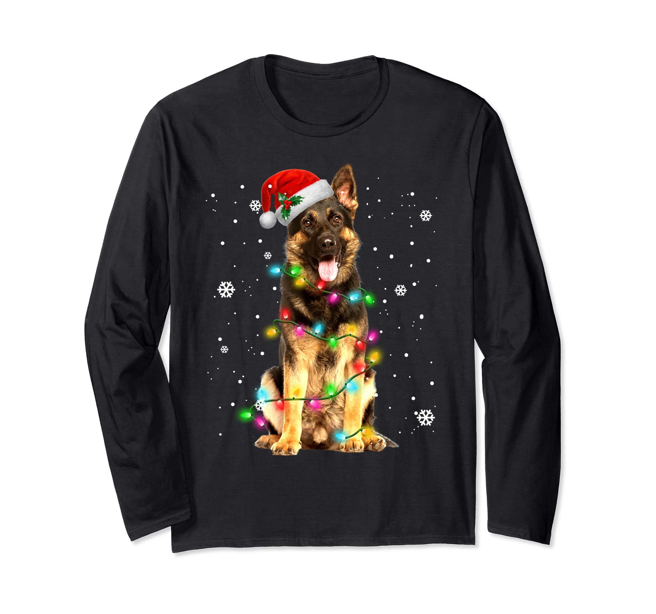 German Shepherd Dog Tree Christmas Sweater Xmas Dogs Gifts Long Sleeve T-Shirt