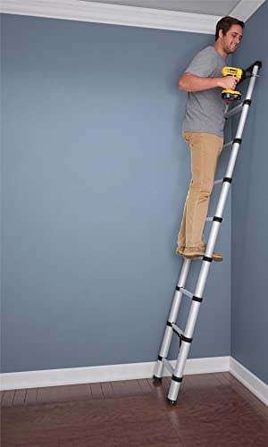 COSCO SmartClose 8.5-ft Telescopic Ladder, 300 lb. Weight Capacity, ANSI Type 1A Rating (Aluminum), 12 ft Reach Height