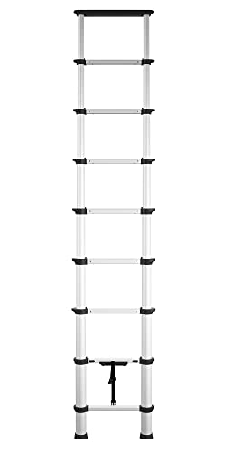 COSCO SmartClose 8.5-ft Telescopic Ladder, 300 lb. Weight Capacity, ANSI Type 1A Rating (Aluminum), 12 ft Reach Height