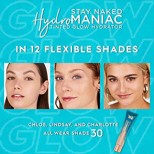 Urban Decay Hydromaniac Tinted Moisturizer - 24HR Hydrating & Glowy Medium Coverage Foundation - With Kombucha Filtrate + Marula Oil - Lightweight, Dewy Skin Finish β 50 Medium Warm, 1.1 Oz
