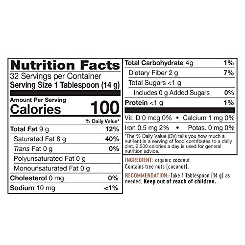 Nature's Way Organic Raw Coconut Whole Food, 5.6 g MCTs per serving, Unrefined, Cold Pressed, 16 oz.
