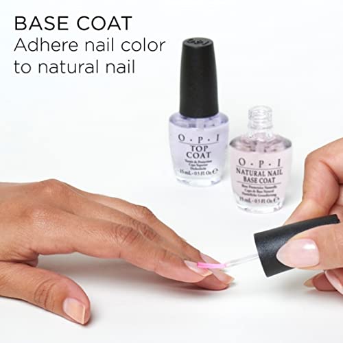 OPI Nail Polish Top Coat, Protective High-Gloss Shine, 0.5 Fl Oz, OPI Nail Polish Base Coat, Natural Nail Polish Base Coat, 0.5 Fl Oz