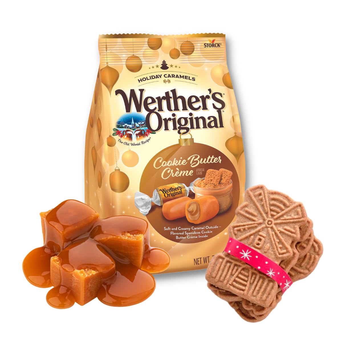 UNHAS ASIAN SNACK BOX Werthers Original Winter Limited Edition Cookie Butter Creme (7.4oz/Pack of 2) Total of 14.8oz - Werthers original caramel hard candy German Classic candy (Cookie Butter Cream)